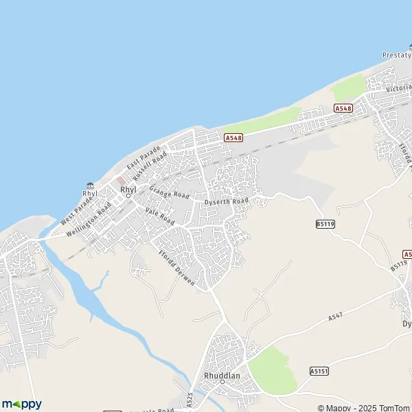 Map Rhyl: map of Rhyl, Denbighshire LL18 3 and practical information