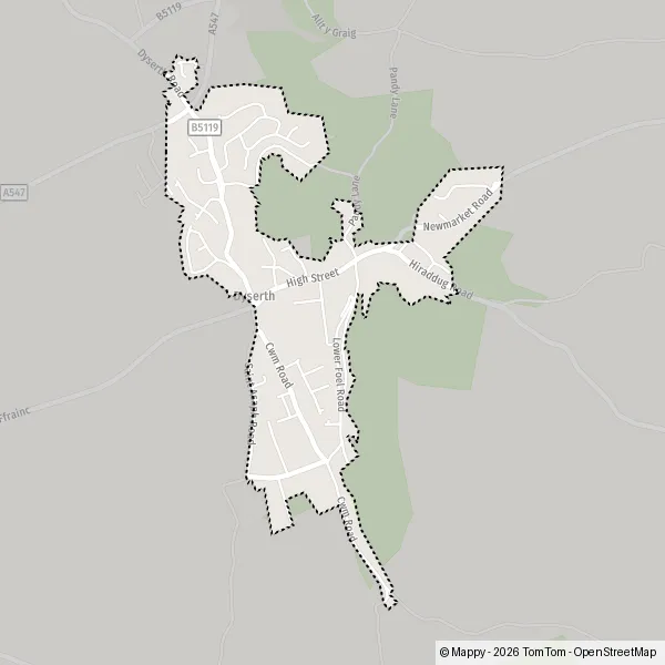 Map Dyserth: map of Dyserth, Denbighshire LL18 6 and practical information