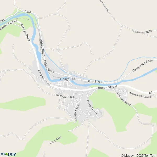 Map Llangollen: map of Llangollen, Denbighshire LL20 8 and practical ...