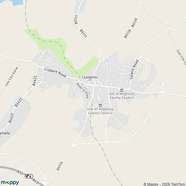Map Llangefni: map of Llangefni, Isle of Anglesey LL77 7 and practical ...