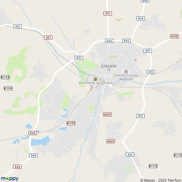 Map Lincoln: map of Lincoln (LN1 1) and practical information
