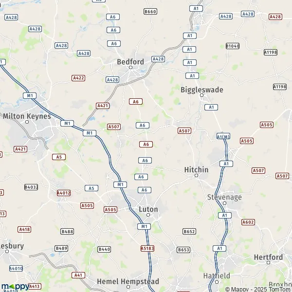 Map Central Bedfordshire: map of Central Bedfordshire (LU6 1) and ...
