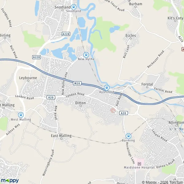 Map Ditton: map of Ditton, Tonbridge and Malling ME20 6 and practical ...