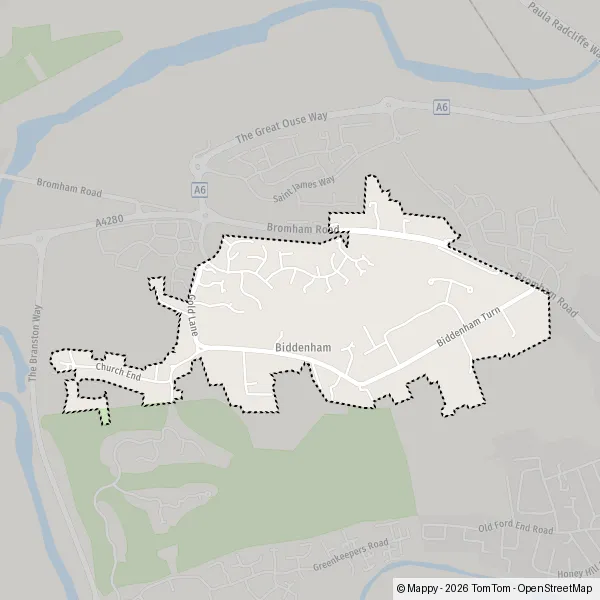 Map Biddenham: map of Biddenham, Bedford Borough MK40 4 and practical ...