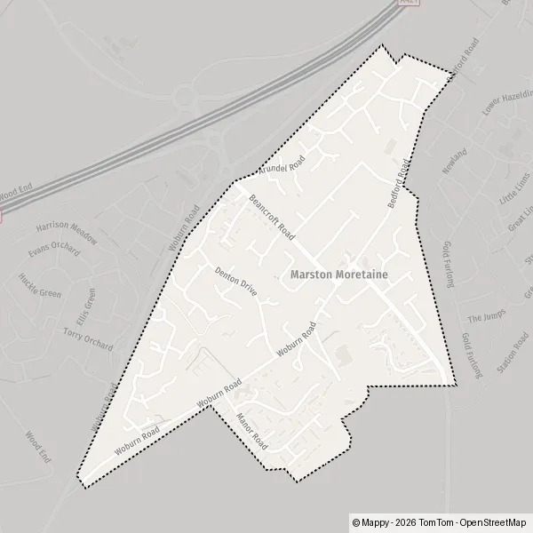 Map Marston Moretaine: map of Marston Moretaine, Central Bedfordshire ...