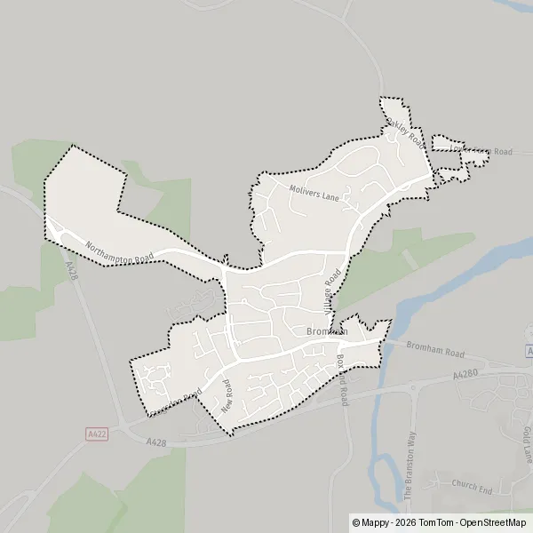 Map Bromham: map of Bromham, Bedford Borough MK43 8 and practical ...