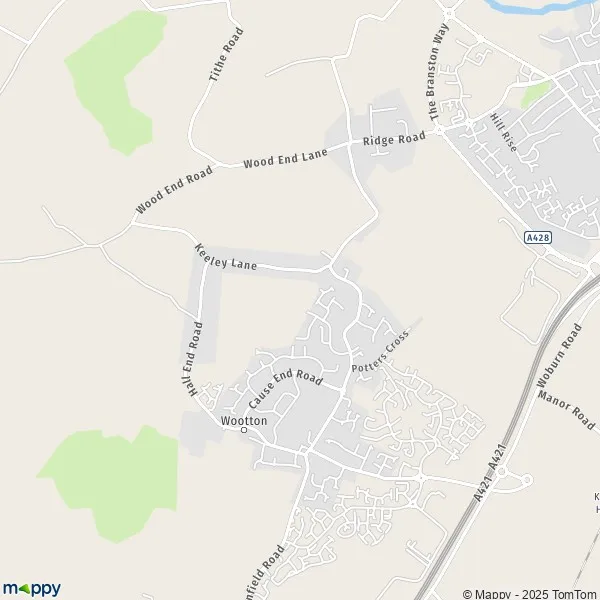 Map Wootton: map of Wootton, Bedford Borough MK43 9 and practical ...