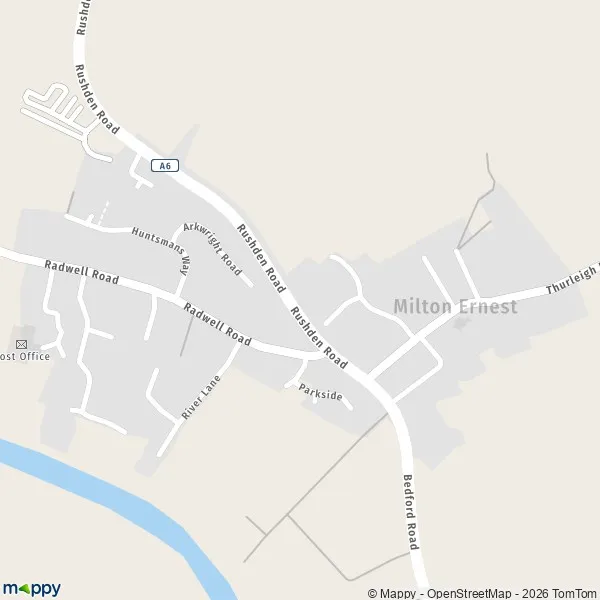 Map Milton Ernest: map of Milton Ernest, Bedford Borough MK44 1 and ...