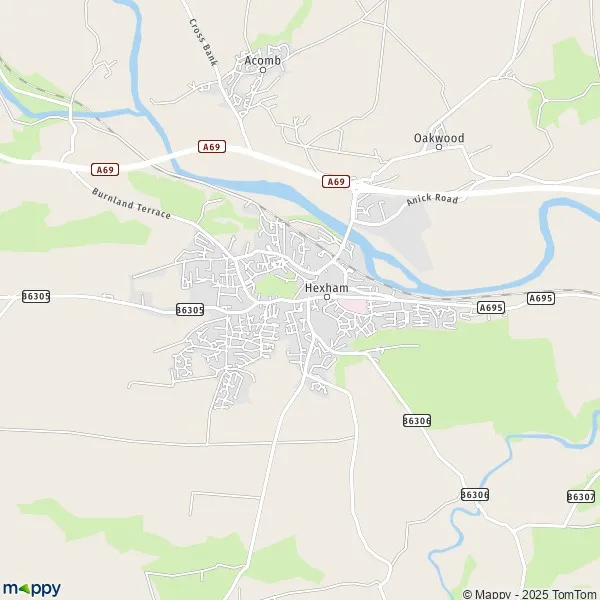 Map Hexham: map of Hexham, Northumberland NE46 1 and practical information