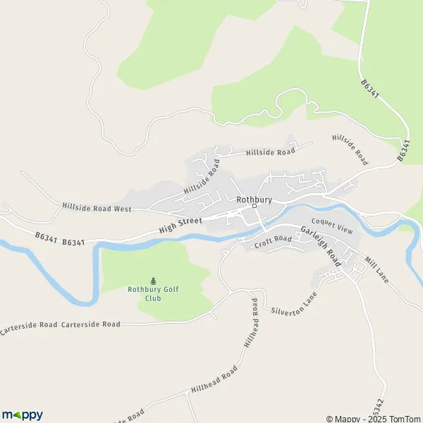 Map Rothbury: map of Rothbury, Northumberland NE65 7 and practical ...