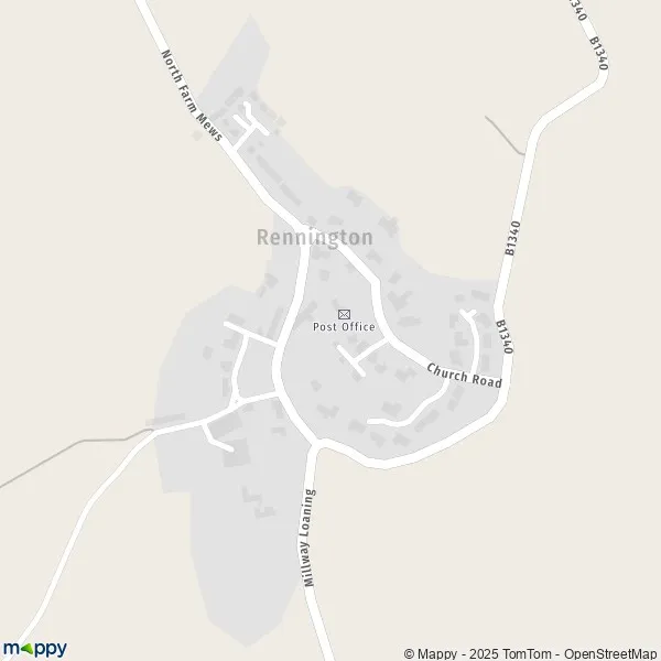 Map Rennington: map of Rennington, Northumberland NE66 3 and practical ...