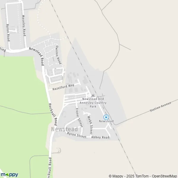 Map Newstead: map of Newstead (Railway Station), Gedling NG15 0BS and ...