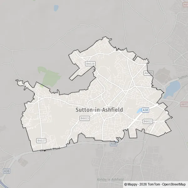 Map Sutton-in-Ashfield: map of Sutton-in-Ashfield, Ashfield NG17 1 and ...