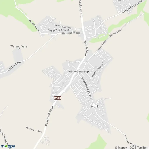 Map Market Warsop: map of Market Warsop, Mansfield NG20 0 and practical ...