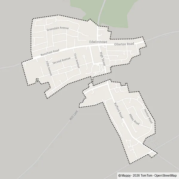 Map Edwinstowe: map of Edwinstowe, Newark and Sherwood NG21 9 and ...