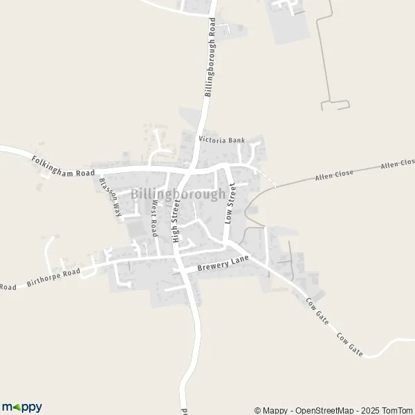 Map Billingborough: map of Billingborough, South Kesteven NG34 0 and ...