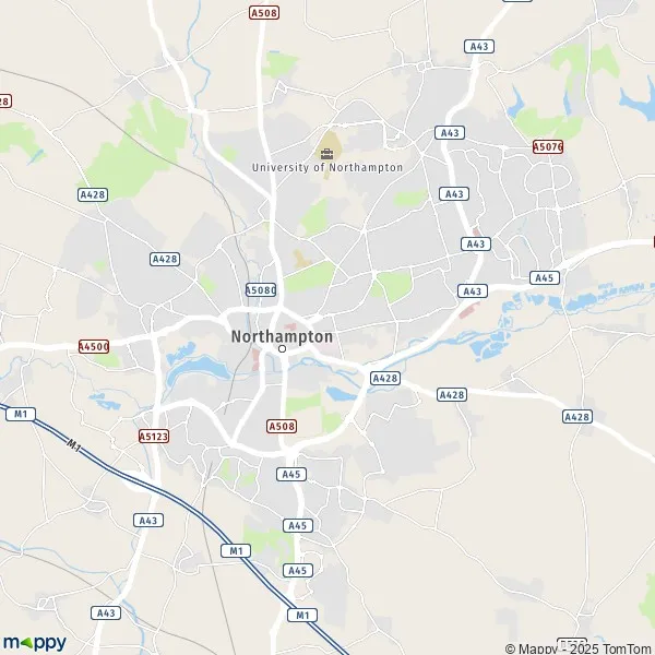 Map Northampton: map of Northampton, West Northamptonshire NN1 1 and ...