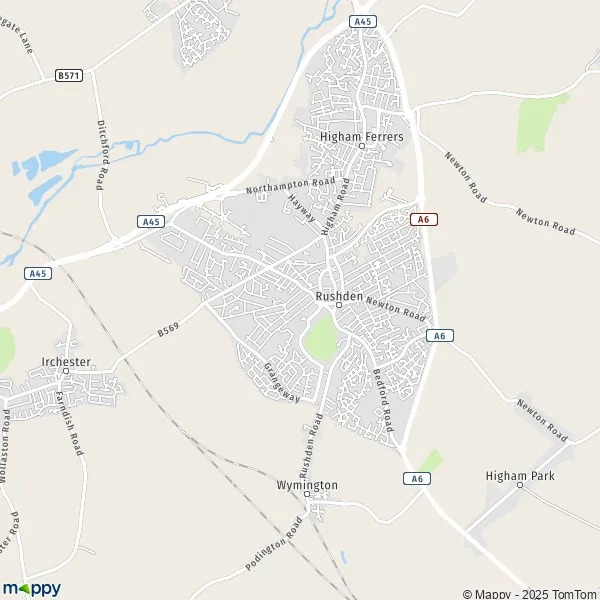 Map Rushden: map of Rushden, North Northamptonshire NN10 0 and ...