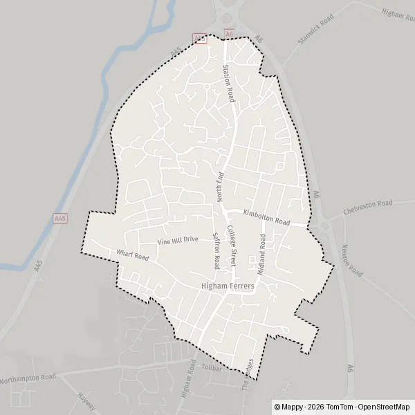 Map Higham Ferrers: map of Higham Ferrers, North Northamptonshire NN10 ...