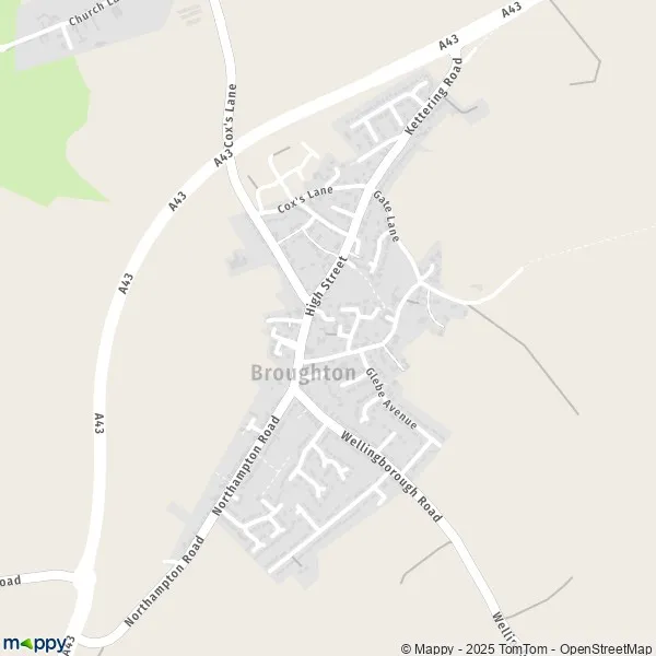 Map Broughton: map of Broughton, North Northamptonshire NN14 1 and ...