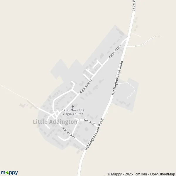 Map Little Addington: map of Little Addington, North Northamptonshire ...