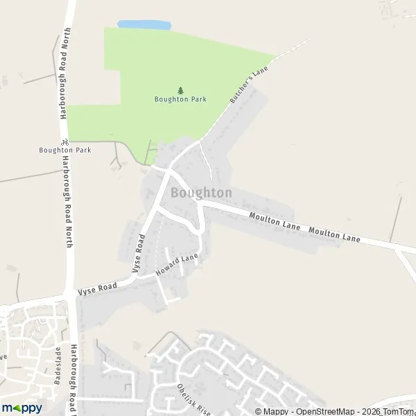 Map Boughton: map of Boughton, West Northamptonshire NN2 8 and ...