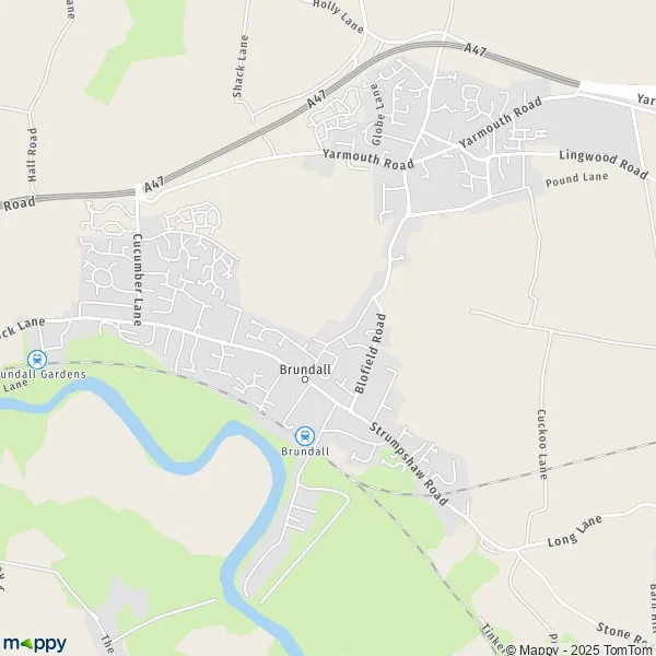 Map Brundall: map of Brundall, Broadland NR13 5 and practical information