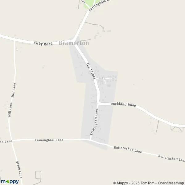 Map Bramerton: map of Bramerton, South Norfolk NR14 7 and practical ...