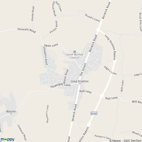 Map Long Stratton: map of Long Stratton, South Norfolk NR15 2 and ...