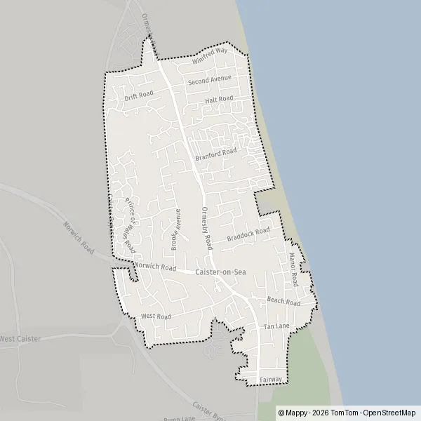 Map Caister-on-Sea: map of Caister-on-Sea, Great Yarmouth NR30 5 and ...