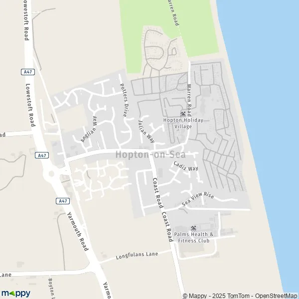 Map Hopton on Sea: map of Hopton on Sea, Great Yarmouth NR31 9 and ...