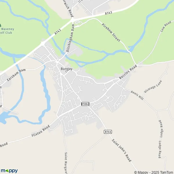 Map Bungay: map of Bungay, East Suffolk Council NR35 1 and practical ...