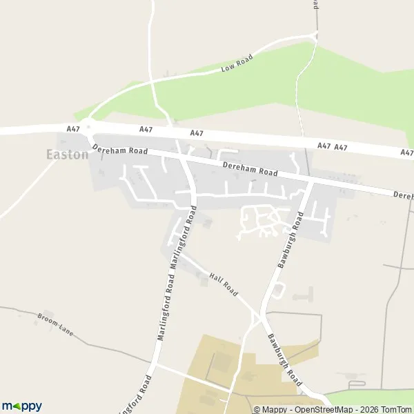 Map Easton: map of Easton, South Norfolk NR9 5 and practical information
