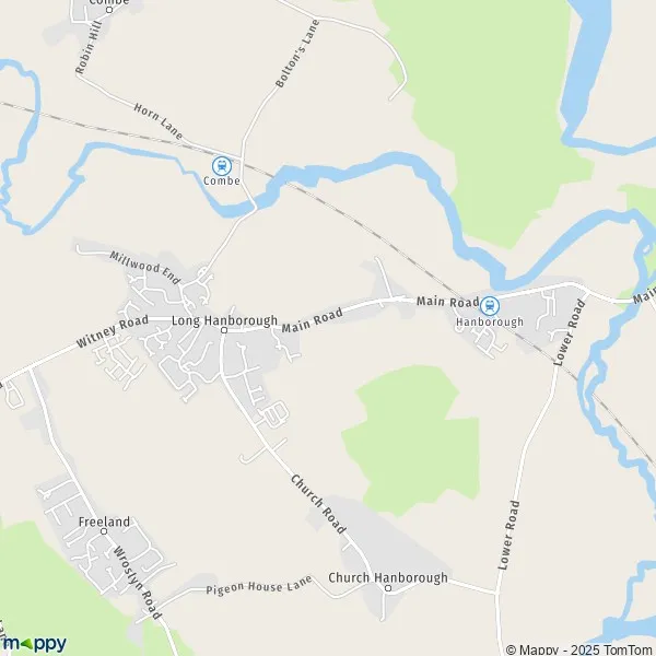 Map Long Hanborough: map of Long Hanborough, West Oxfordshire OX29 8 ...