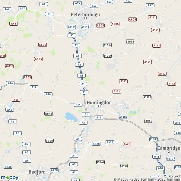 Map Great Paxton: map of Great Paxton (PE19 6) and practical information