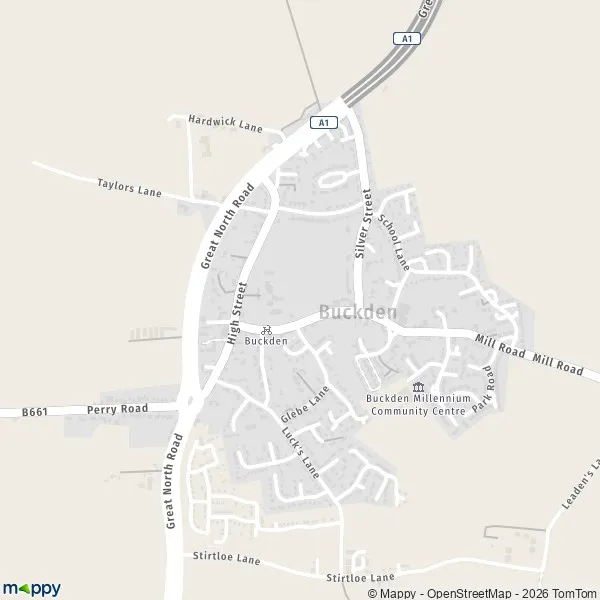 Map Buckden: map of Buckden, Huntingdonshire PE19 5 and practical ...