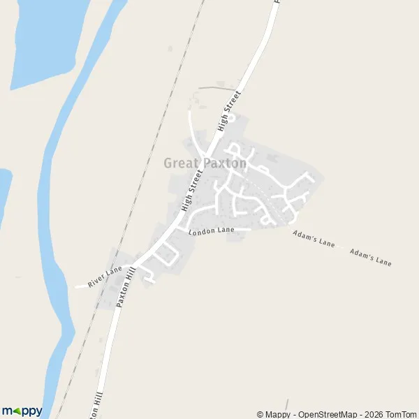 Map Great Paxton: map of Great Paxton, Huntingdonshire PE19 6 and ...