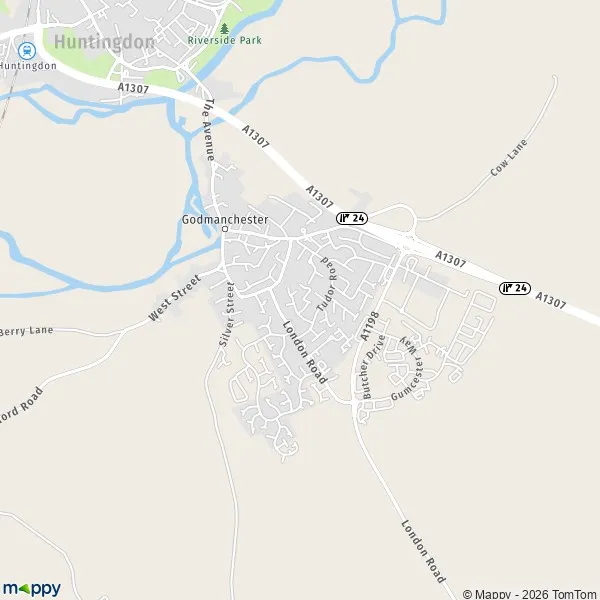 Map Godmanchester: map of Godmanchester, Huntingdonshire PE29 2 and ...