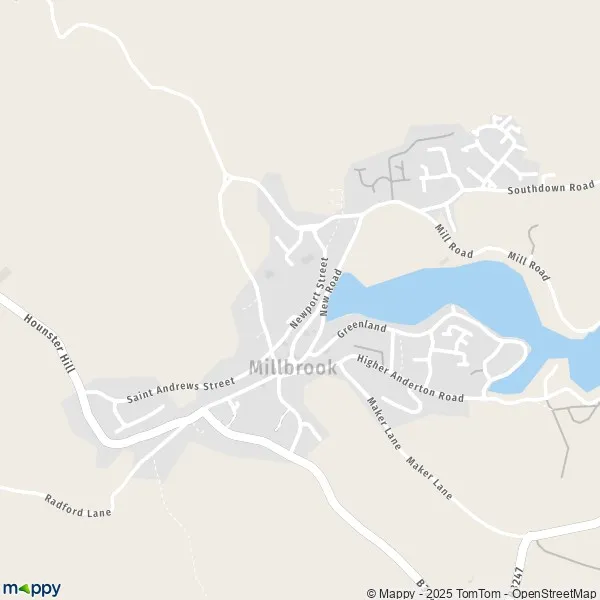 Map Millbrook: map of Millbrook, Cornwall PL10 1 and practical information