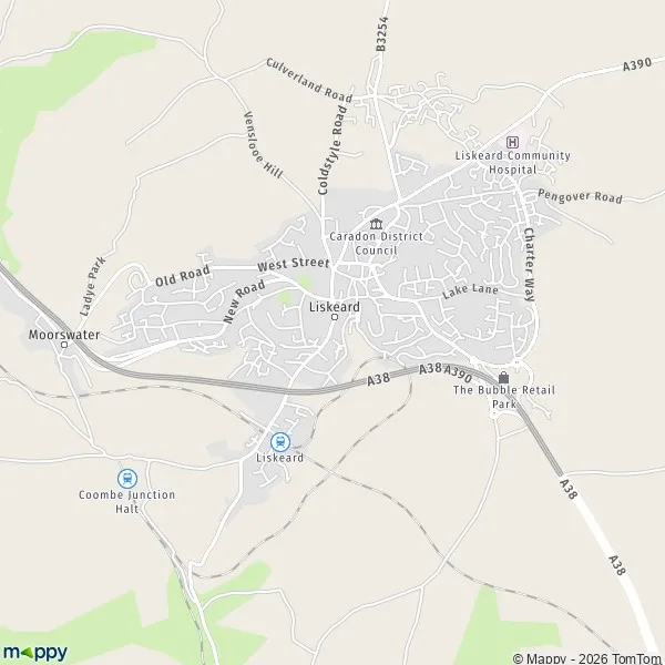 Map Liskeard: map of Liskeard, Cornwall PL14 4 and practical information