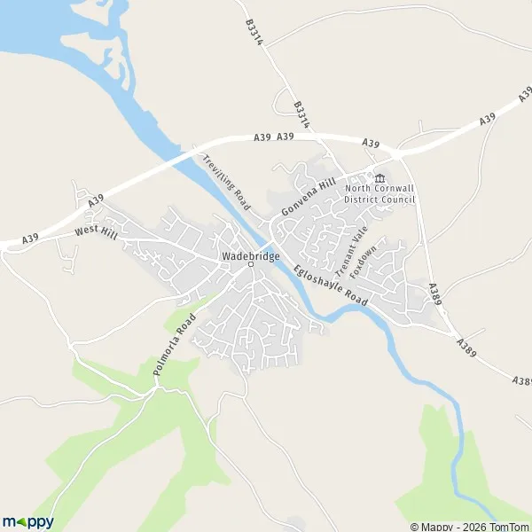 Map Wadebridge: map of Wadebridge, Cornwall PL27 7 and practical ...