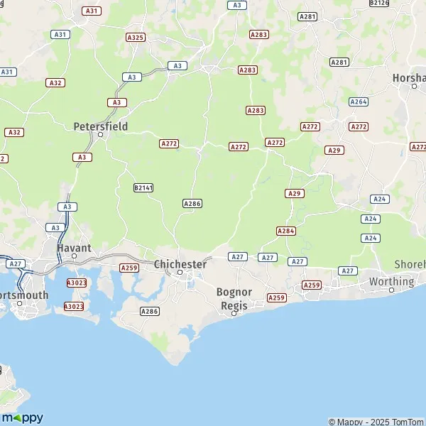 Map Chichester: map of Chichester (PO18 0) and practical information