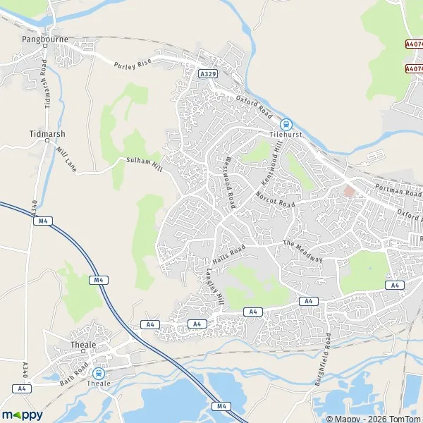 Map Tilehurst: map of Tilehurst (Railway Station), Reading RG1 1-RG7 1 ...