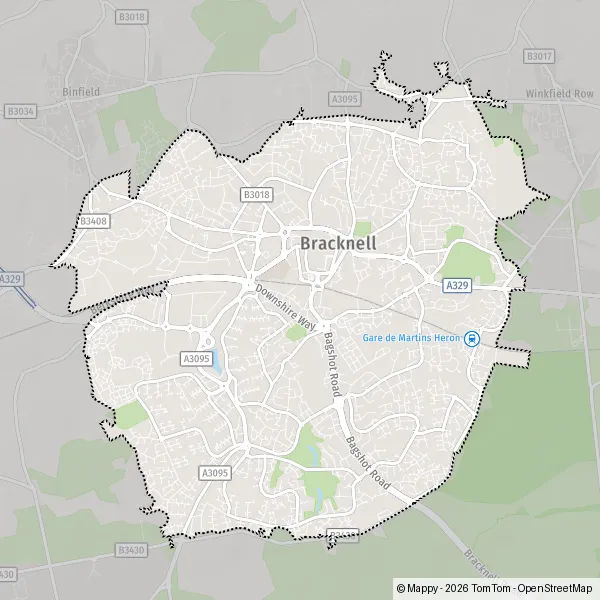 Map Bracknell Forest: map of Bracknell Forest (RG12 0) and practical ...