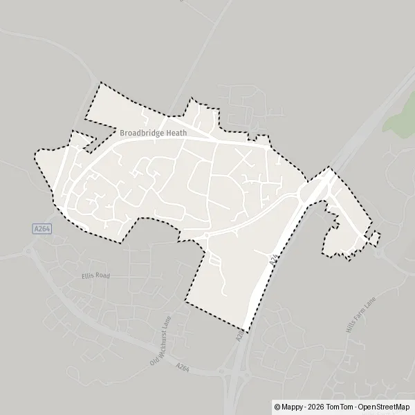 Map Broadbridge Heath: map of Broadbridge Heath, Horsham RH12 3 and ...