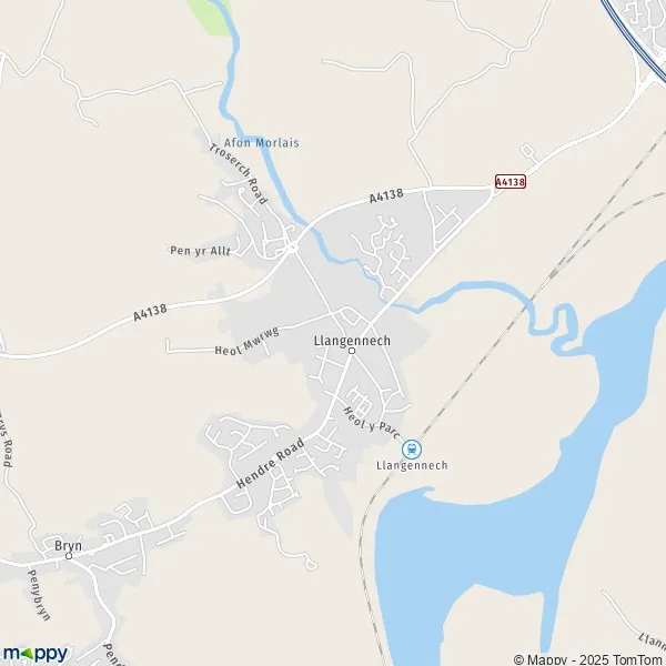 Map Llangennech: map of Llangennech, Carmarthenshire SA14 8 and ...