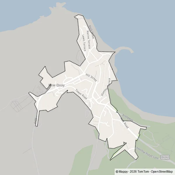 Map New Quay: map of New Quay, Ceredigion SA45 9 and practical information