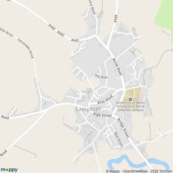 Map Lampeter: map of Lampeter, Ceredigion SA48 7 and practical information