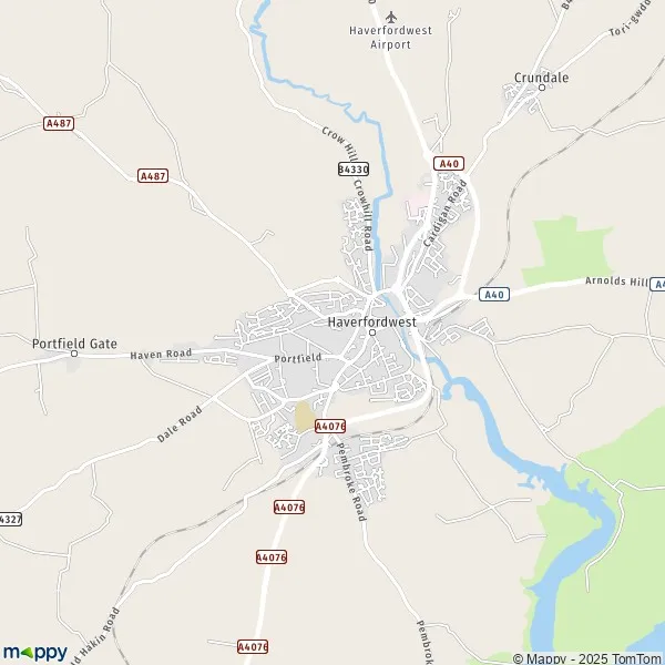 Map Haverfordwest: map of Haverfordwest, Pembrokeshire SA61 2 and ...