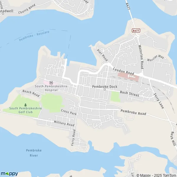 Map Pembroke Dock: map of Pembroke Dock, Pembrokeshire SA72 6 and ...